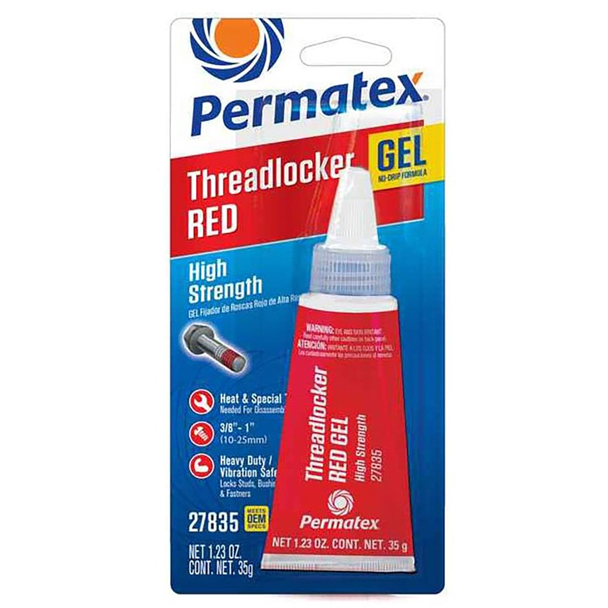 High Strength 35 G Tube Threadlocker Red Gel 27835 Permatex