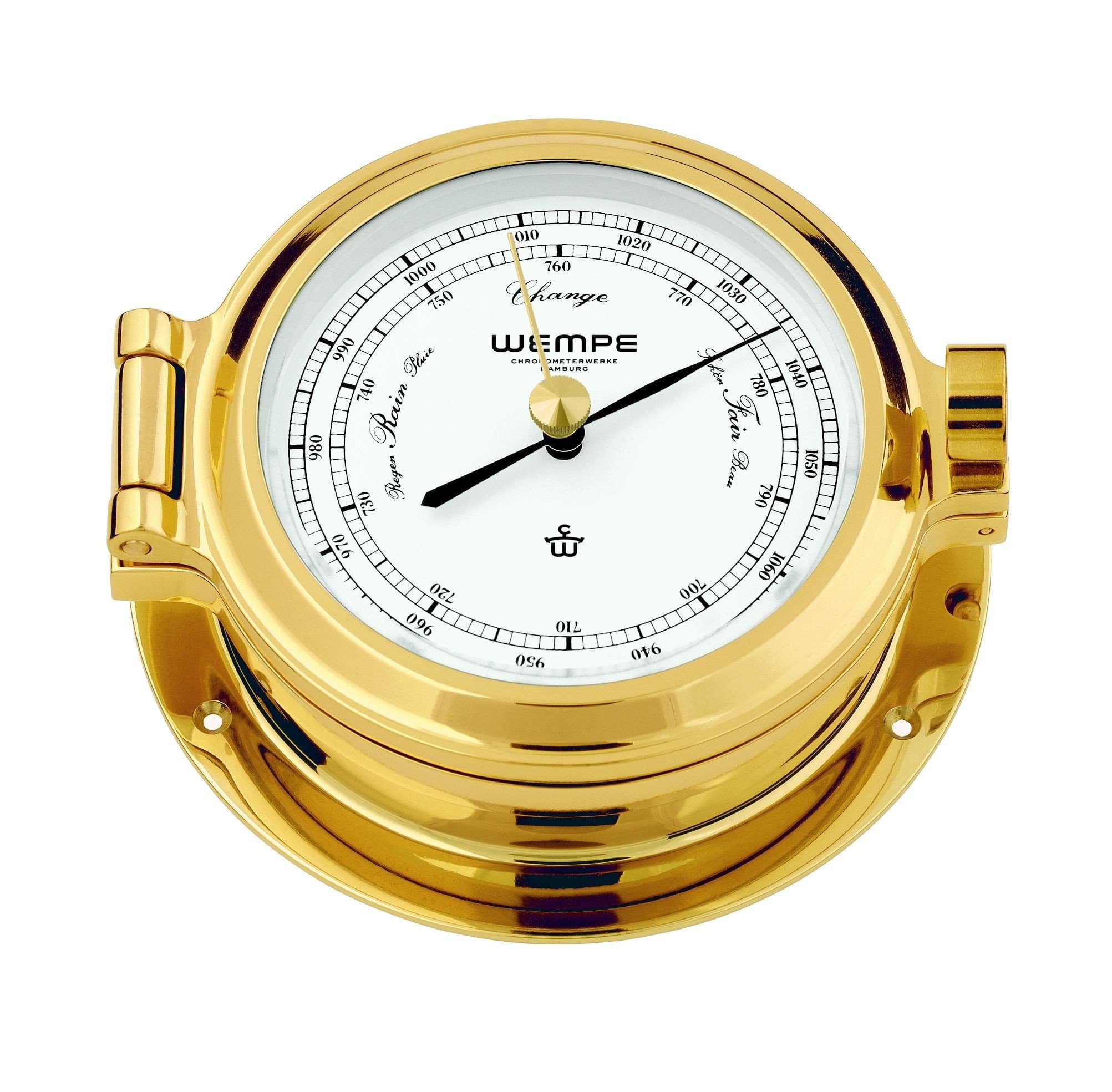 Wempe CW100002 Nautik Brass Barometer 1-Diaphragm 120 X 38mm White/Bla
