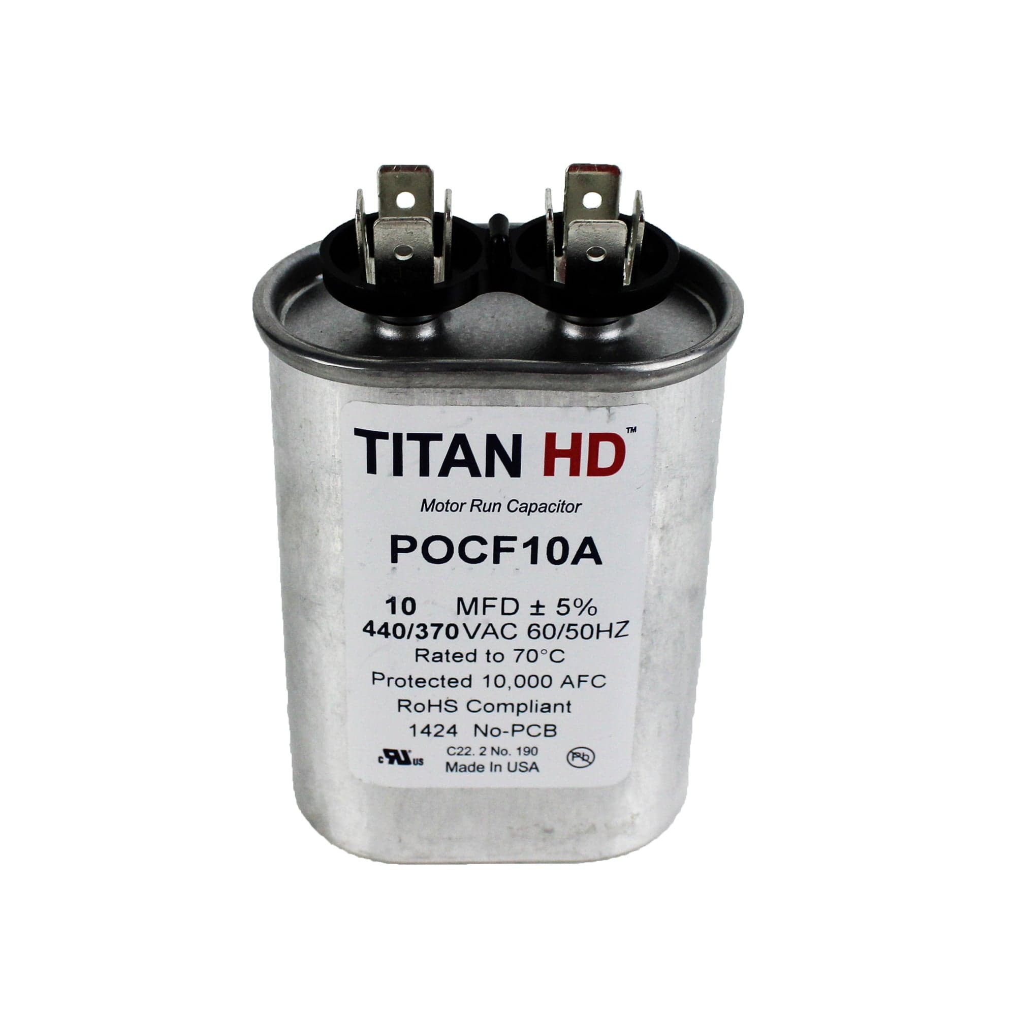 Packard POCF10A Titan HD 10 MFD 440/370V Oval Run Capacitor