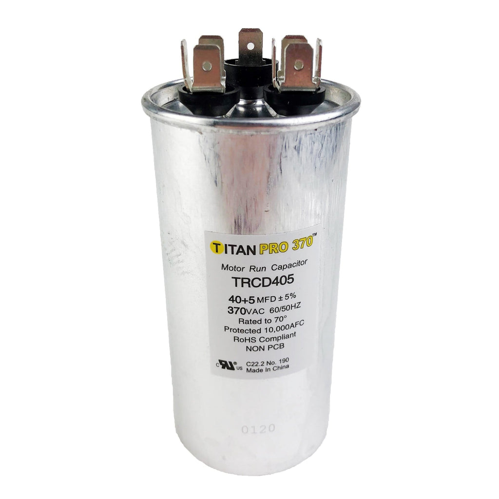 TITAN PRO TRCD405 Run Capacitor 40+5 MFD 370 Volt Round